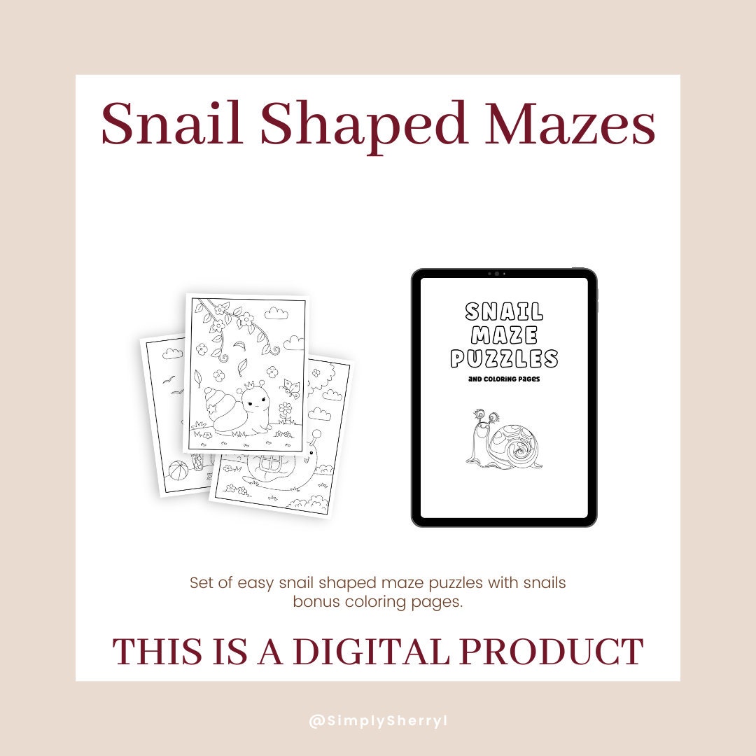 Maze Puzzles, Snail Mazes for Kids, Bonus Pages, Games and Coloring ...