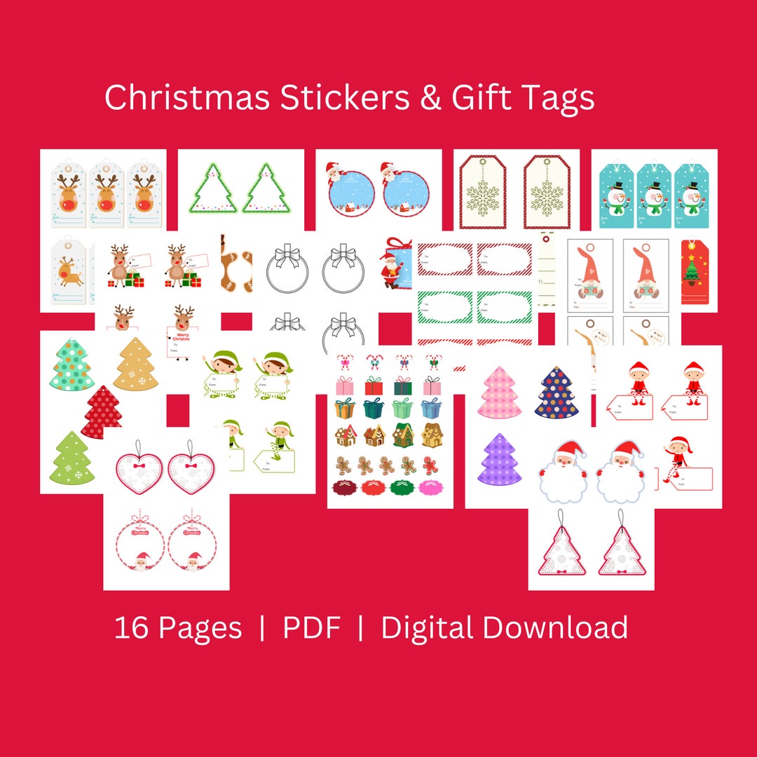 Christmas Gift Tags and Stickers, Print at Home Stickers & Gift Tags ...