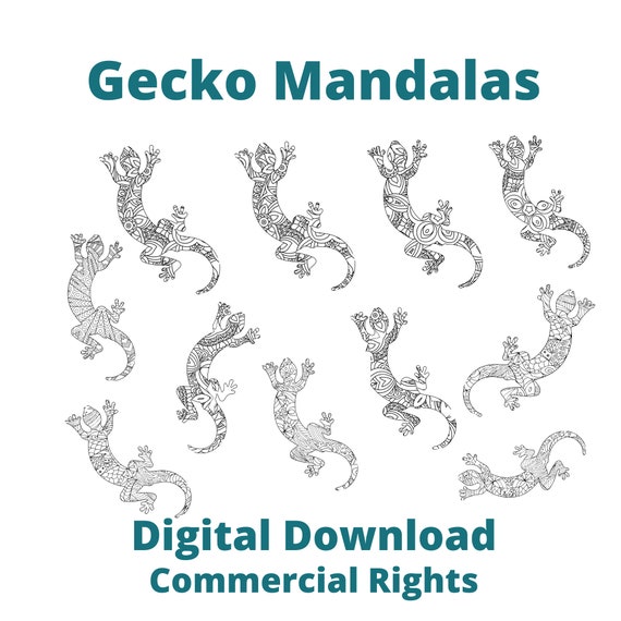 Gecko Mandala Digital Coloring Pages for Good-notes | Etsy