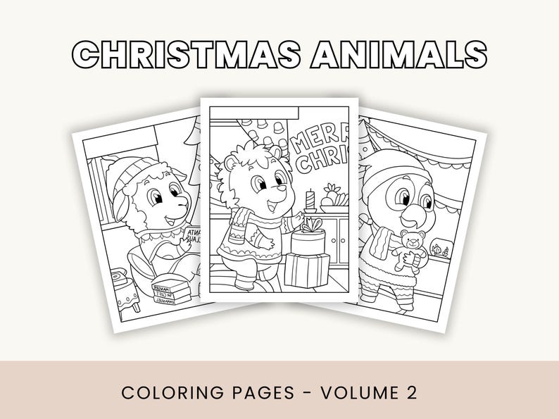 Christmas Animal Coloring Pages Volume 2, Digital Download, Coloring ...