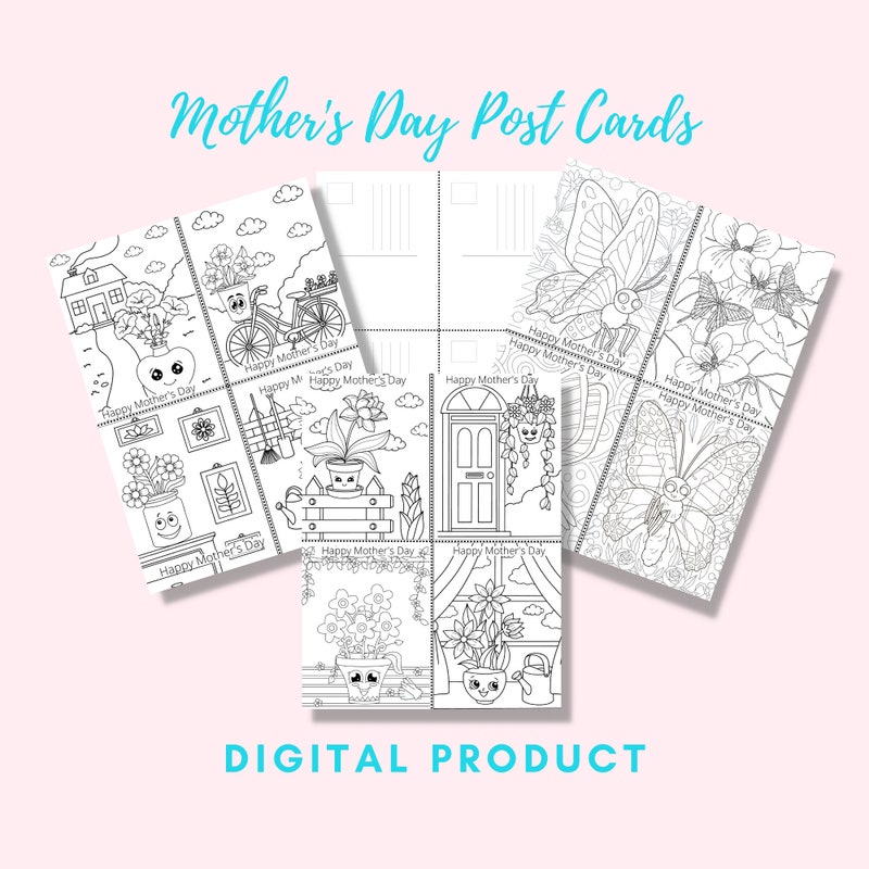 Coloring Postcards - Etsy