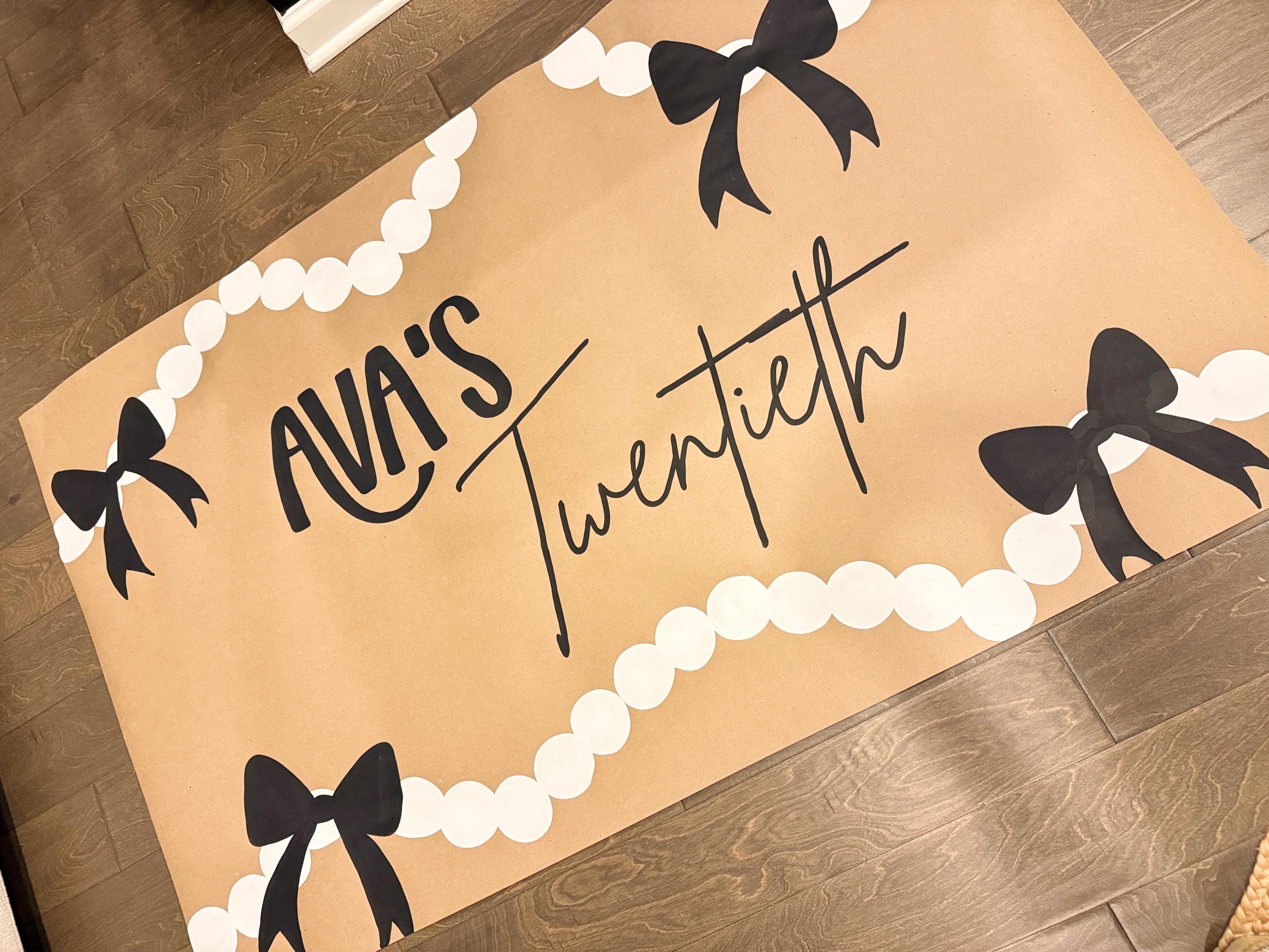 Custom Hand Painted Bannerhand-painted Custom Celebration Banner: Bows ...