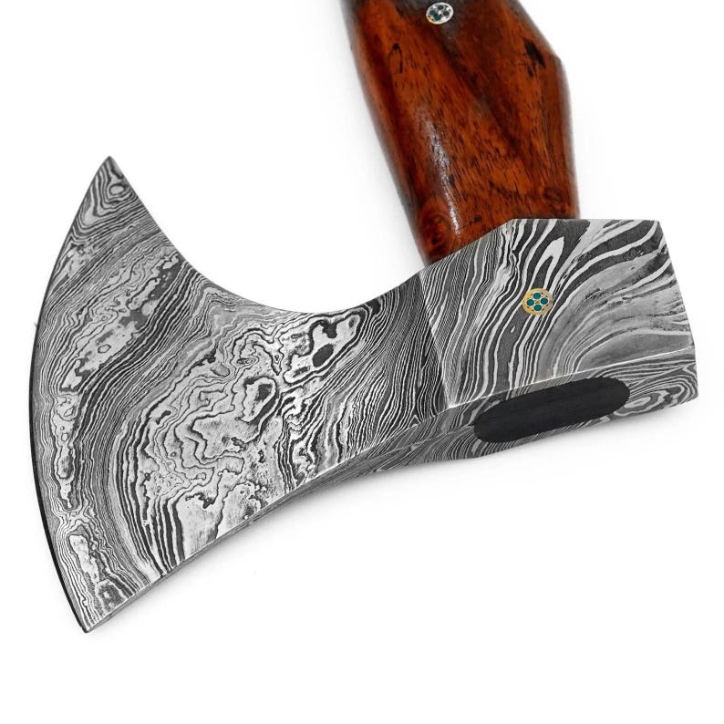 Hand-forged Damascus Steel Tomahawk Axe – Viking Camping Hatchet With ...