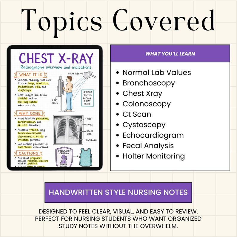 Diagnostic and Lab Tests Nursing Notes PDF, Handwritten Nursing Study ...
