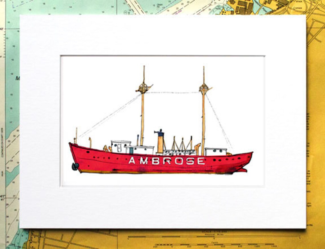 USCG Lightship Ambrose LV 87 / WAL 512: Ship Print / - Etsy