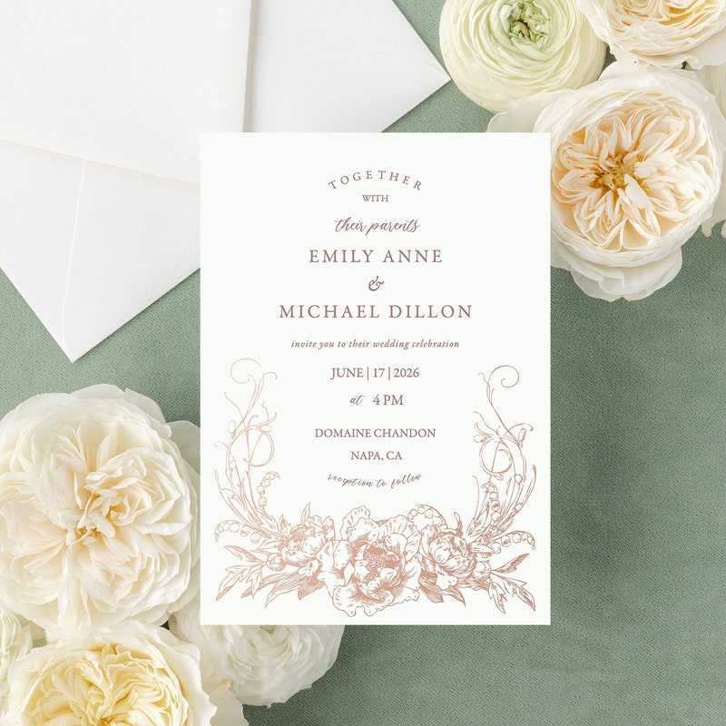Rose Gold Invitation - Etsy