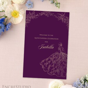 Editable Quinceanera Program Template, Sweet Sixteen Birthday - Purple and Gold Event Program - Etsy