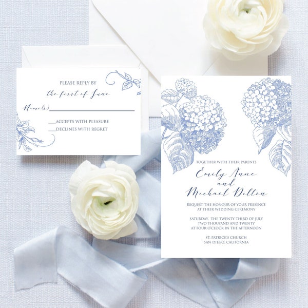Hydrangea Wedding Invitation - Etsy