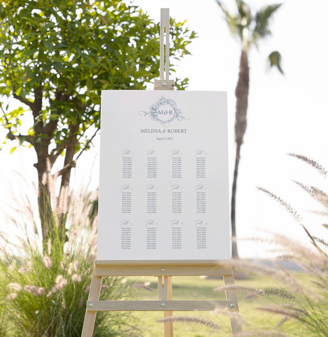 Editable Seating Chart and Welcome Sign With Dusty Blue Monogram ...