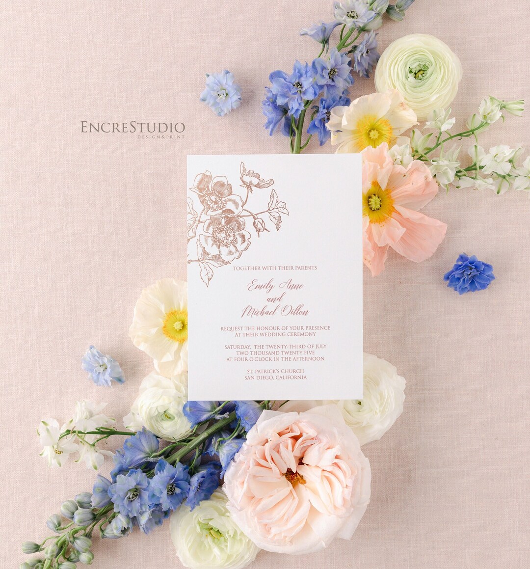 Rose Gold Wedding Invitation (editable Template) - Etsy