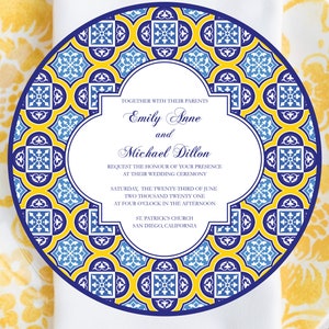 Editable Spanish Tiles Wedding Invitation, Rsvp, Details Card Templates ...