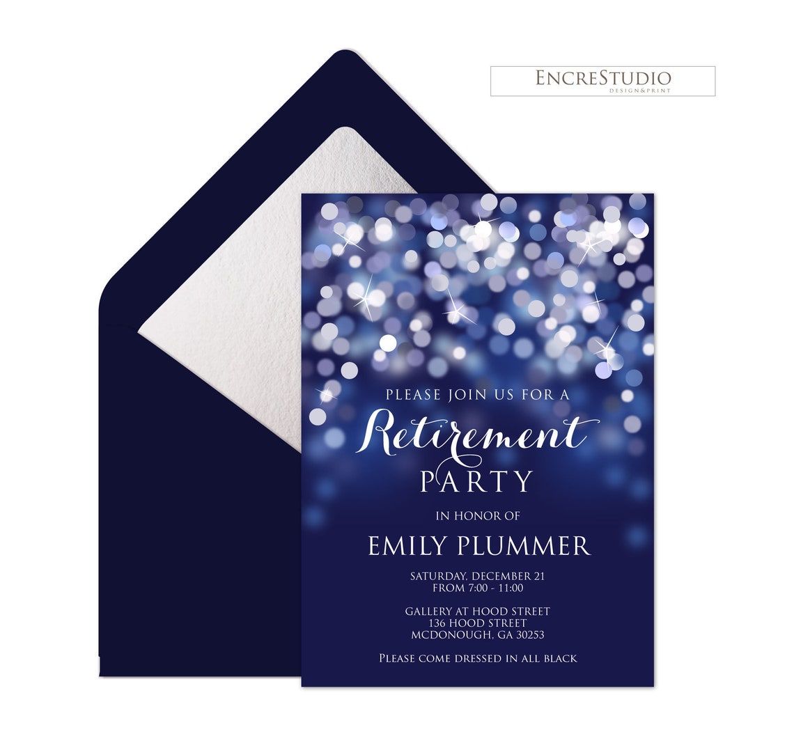 Editable Retirement Party Invitation Navy Blue and Silver | Etsy