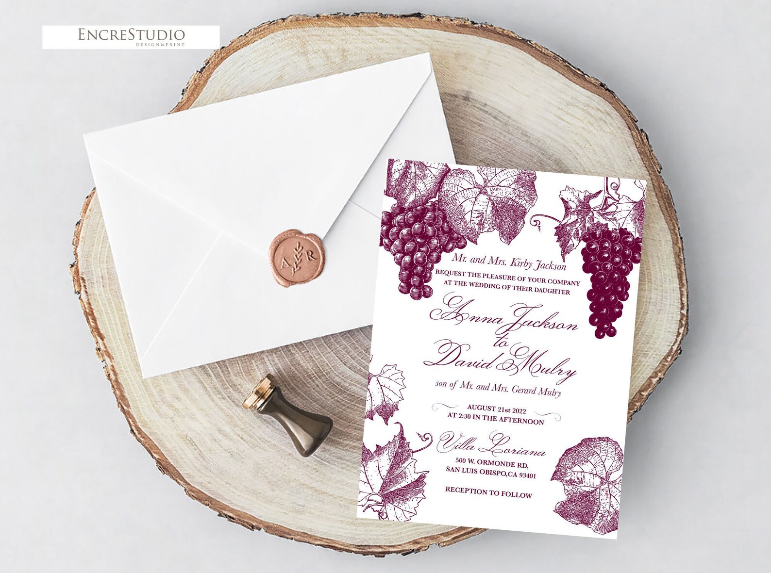 Vineyard Grapes Wedding Invitation Set Editable Template | Etsy