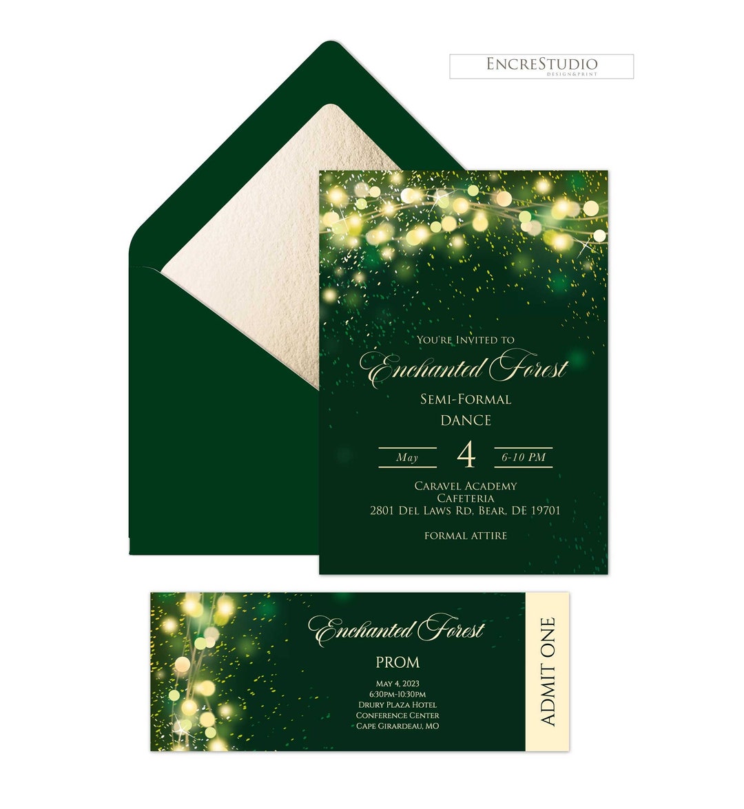 Editable Enchanted Forest Prom Invitation and Ticket, A Night Under the ...