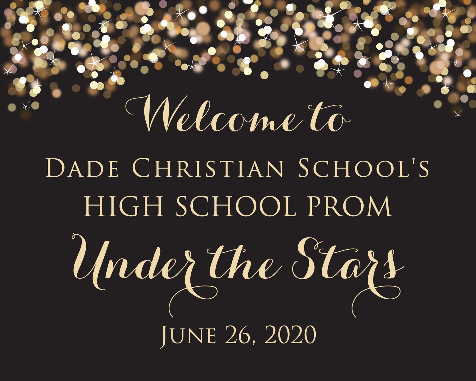 Gold and Black Starry Night Prom Welcome Sign A Night Under - Etsy