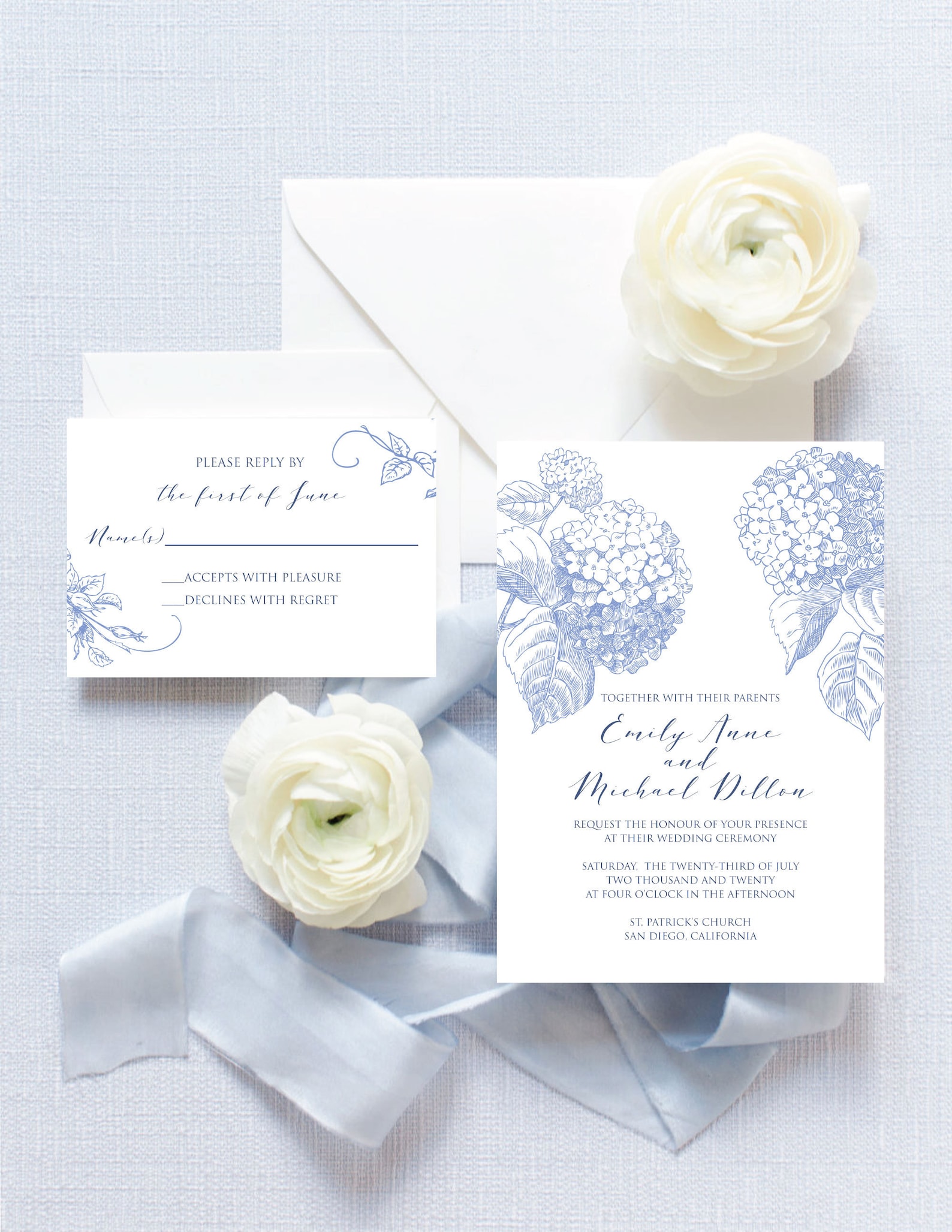 Hydrangea Wedding Invitation Editable Template Botanical - Etsy