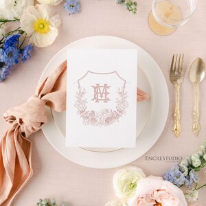 Wedding Crest and Monogram - Blush Roses Floral Design | Editable ...