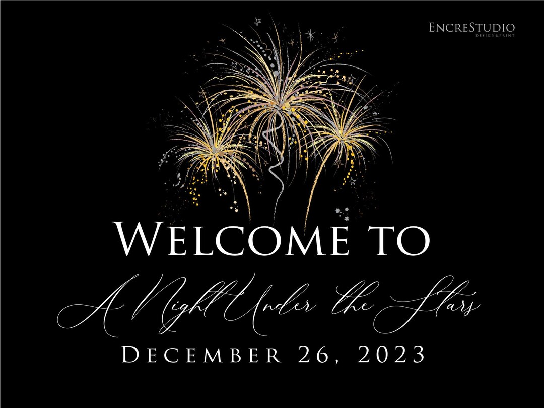 Editable Annual Company Party Welcome Sign With Fireworks, Year End ...