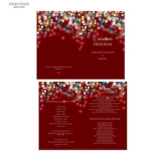 Editable Concert Program Template - Red Christmas Lights Bokeh - Etsy