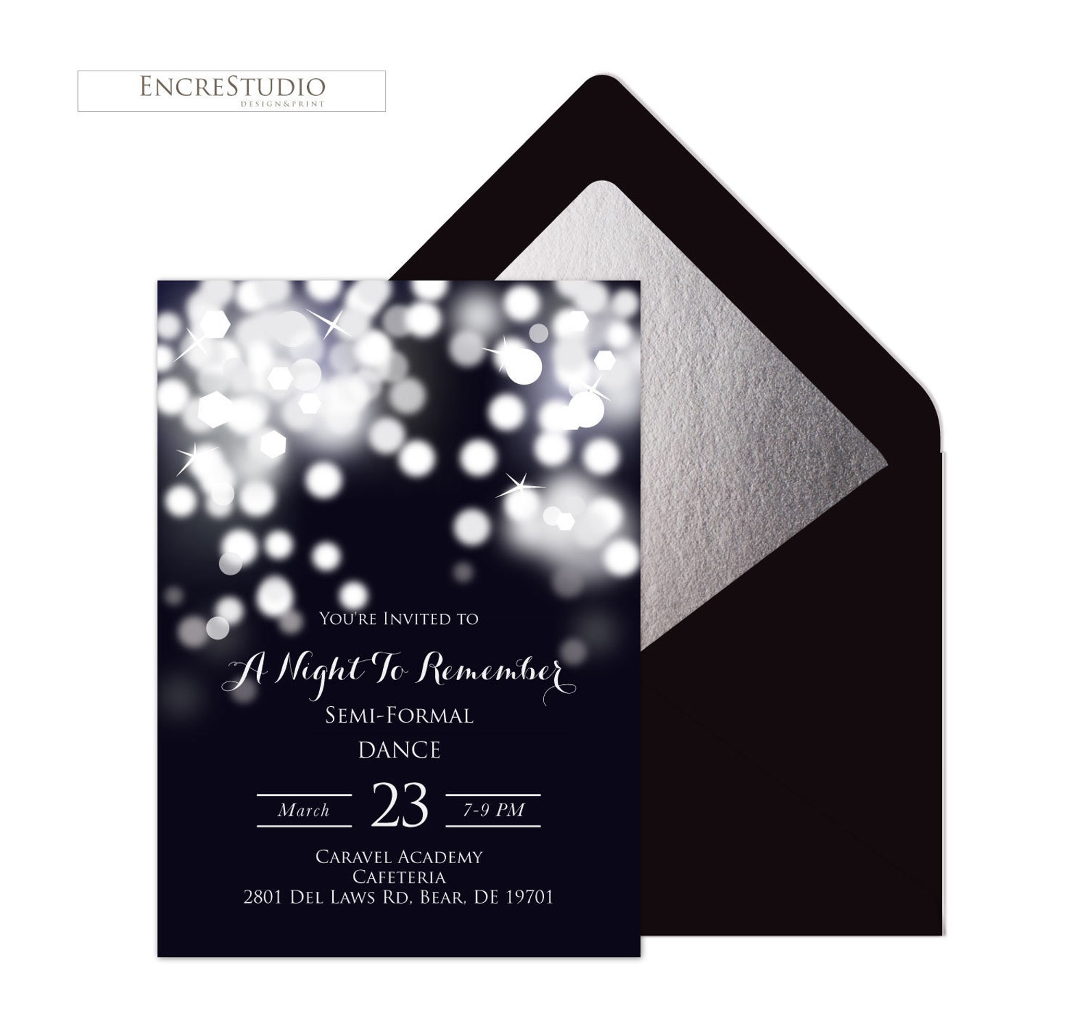 Editable Senior Prom Invitation and Ticket, Black, Silver and White ...