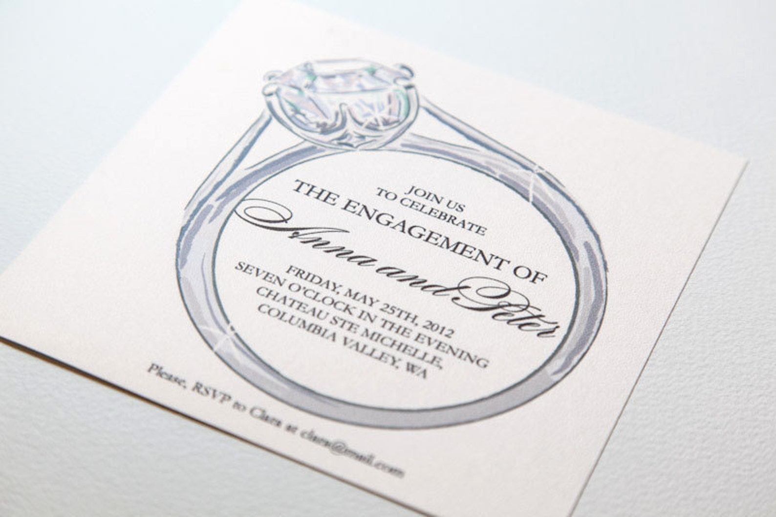 Printable Engagement Party Invitation Diamond Ring | Etsy