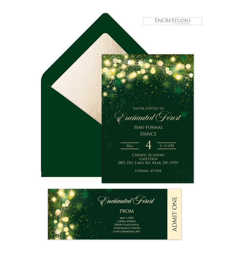 Editable Enchanted Forest Prom Invitation and Ticket A Night - Etsy