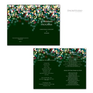 Editable Concert and Dinner Program Template - Christmas Lights Bokeh ...