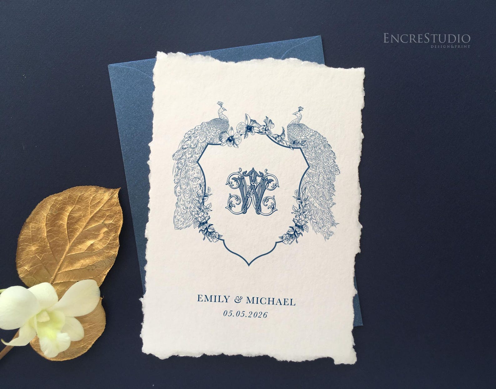 Peacocks, Orchids, Roses Wedding Crest Monogram | Editable Digital Logo ...