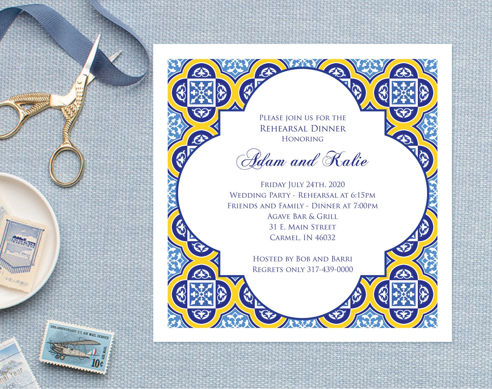 Editable Spanish Tiles Rehearsal Dinner Invitation Mexican - Etsy