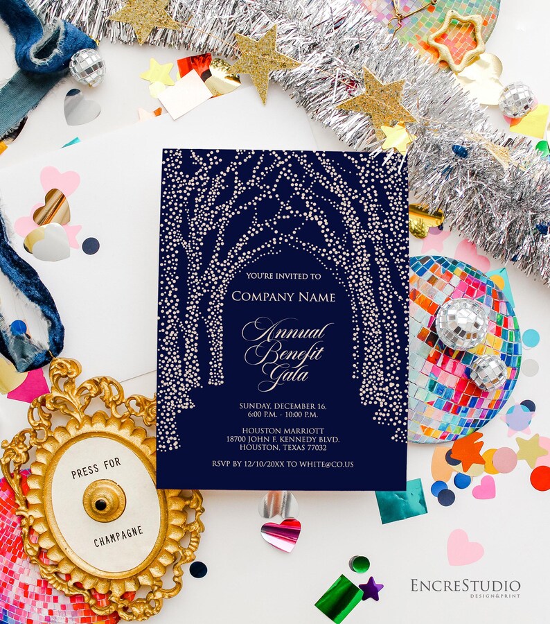Annual Benefit Gala Invitation Template, Editable Annual Holiday Party ...