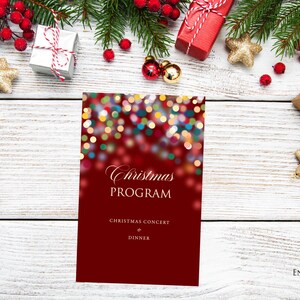 Editable Concert Program Template - Red Christmas Lights Bokeh - Etsy