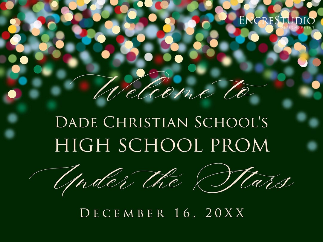 School Prom Welcome Sign and Poster | Christmas Lights Bokeh - Etsy