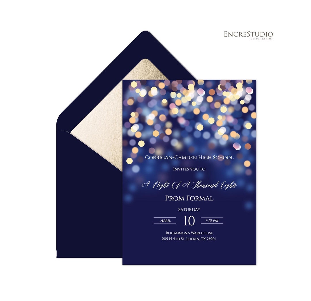 Editable Gold and Blue Starry Night Prom Invitation and Ticket, A Night ...
