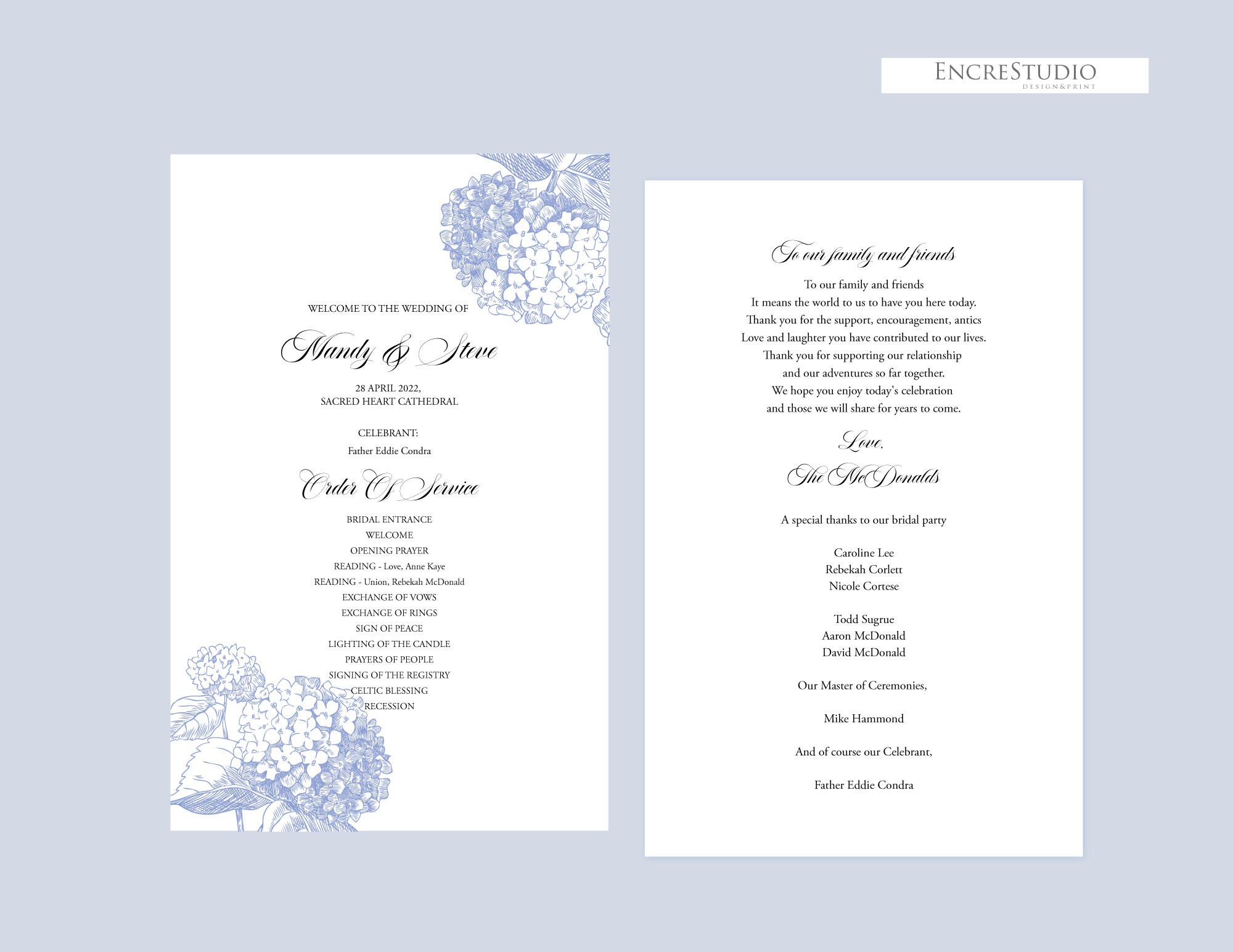 Editable Wedding Program Template Blue Hydrangea Order of | Etsy