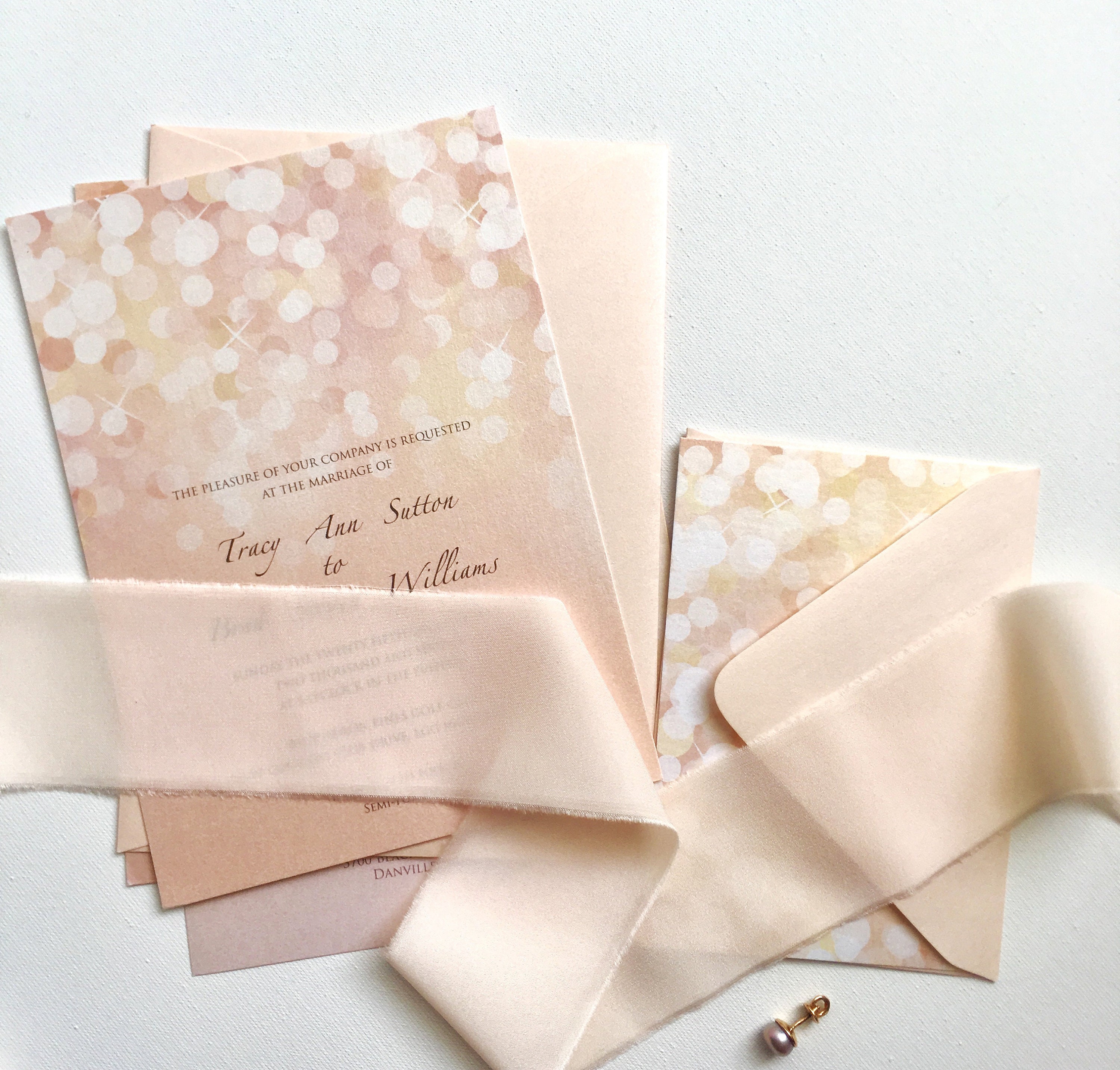 Gold and Blush Bokeh Wedding Invitation Rose Gold Wedding | Etsy