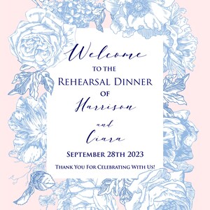 Editable Welcome Sign, Menu and Place Cards Templates - Light Blue ...