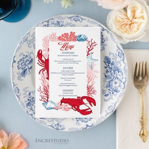 Lobster Menu and Place Cards Editable Templates - Etsy
