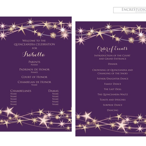 Editable Quinceanera Program Template Sweet Sixteen Birthday - Etsy