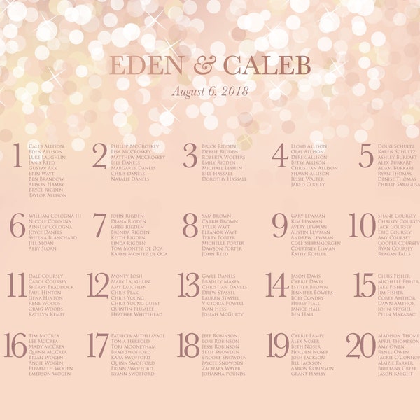 Seating Chart Rose Gold Template - Etsy