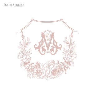 Wedding Crest and Monogram - Blush Roses Floral Design | Editable ...