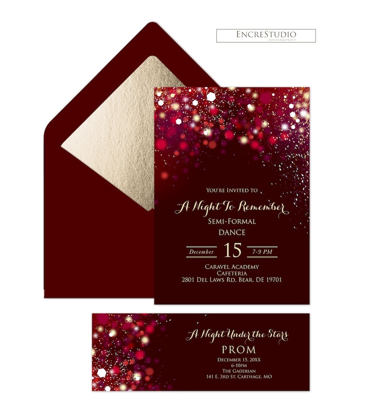 Editable Gold and Red Prom Invitation and Ticket Red Carpet - Etsy