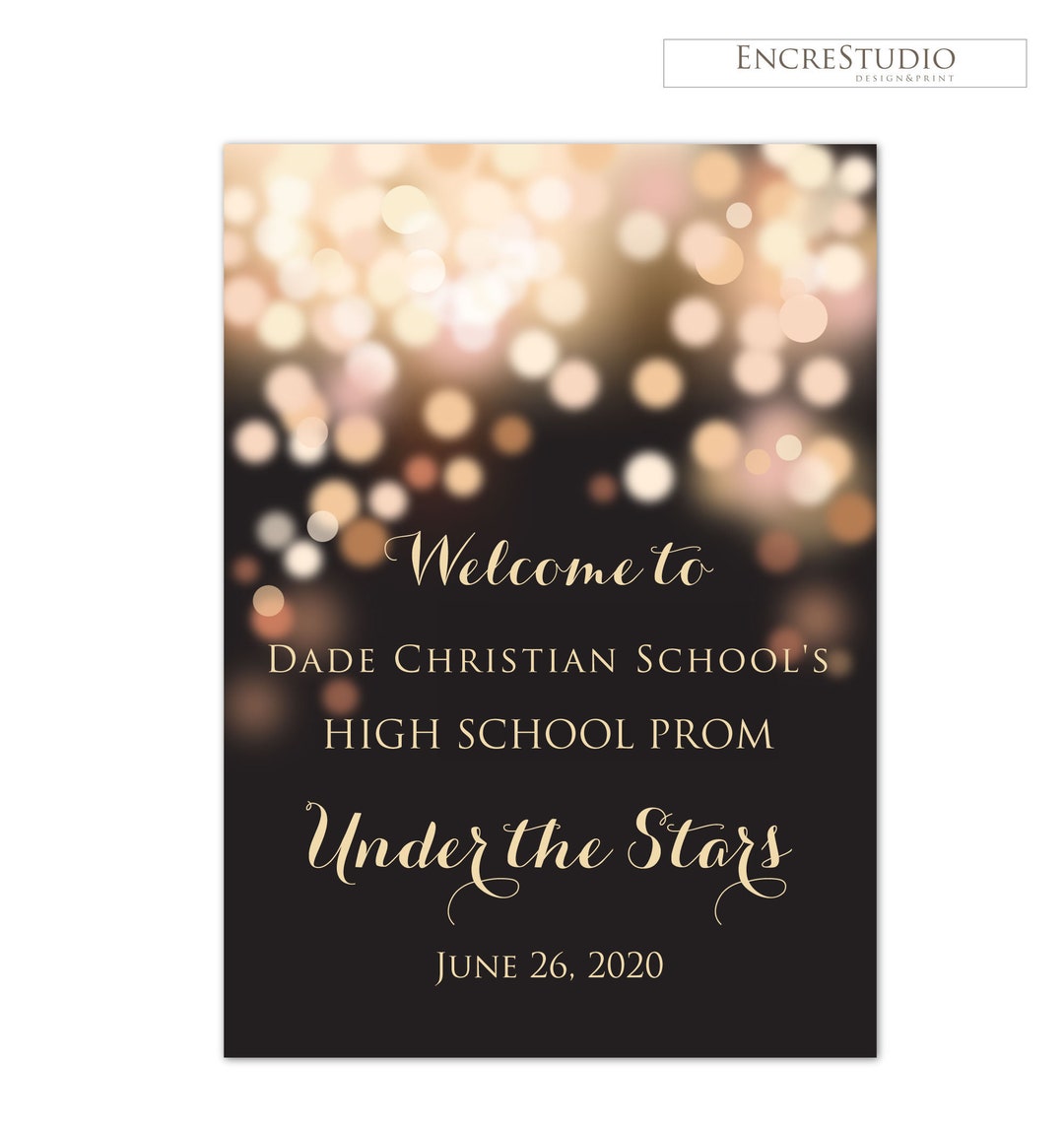 Gold and Black Starry Night Prom Welcome Sign, A Night Under the Stars ...