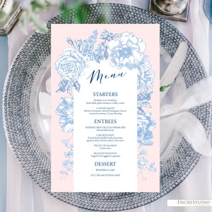 Editable Welcome Sign, Menu and Place Cards Templates - Light Blue ...