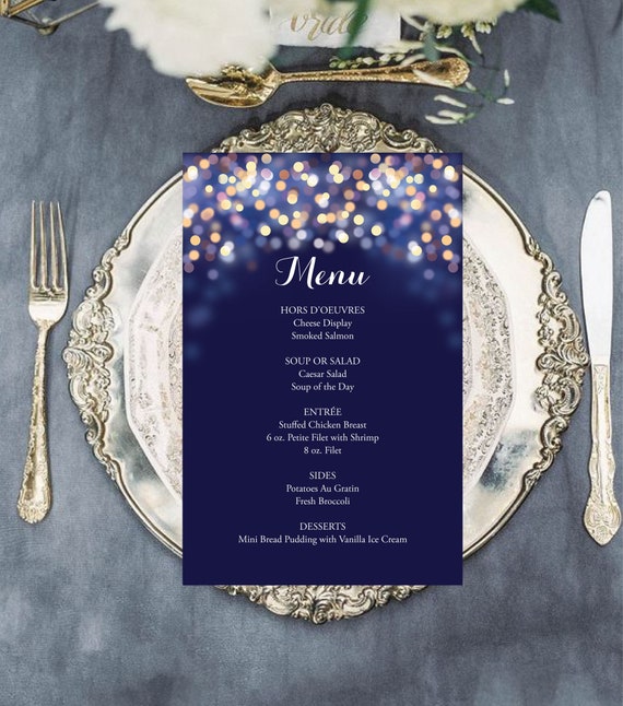 Editable Under the Stars Menu Instant Download Template | Etsy