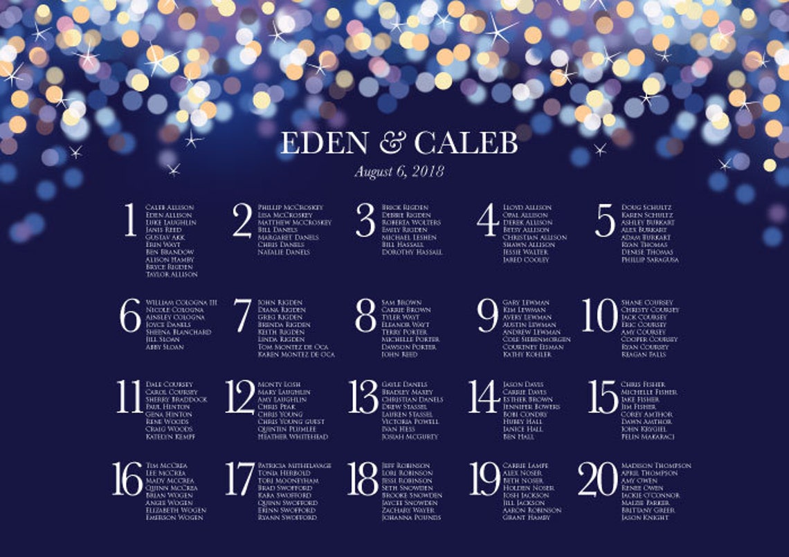 Editable Seating Chart Under the Stars Guest Seating Plan | Etsy