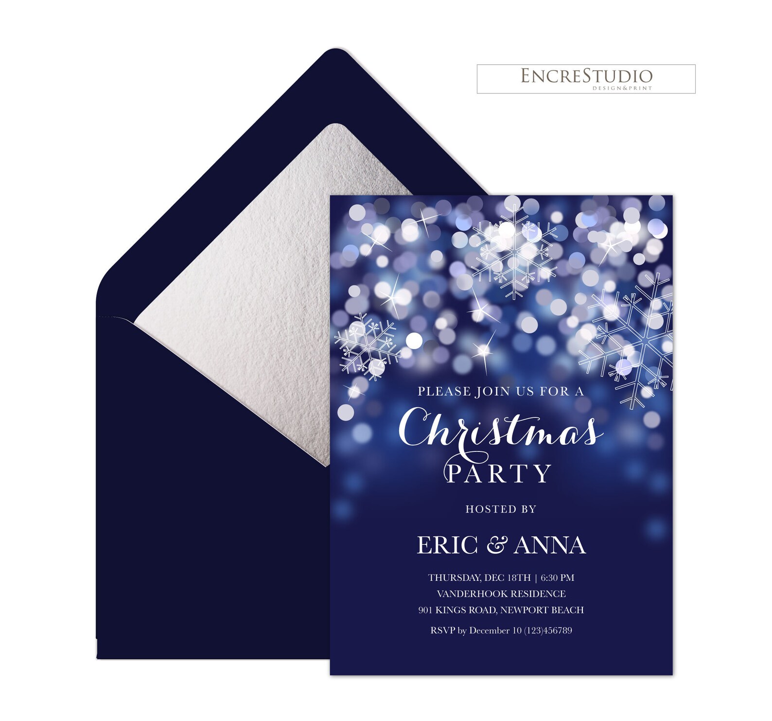 Royal Blue and Silver Editable Christmas Party Invitation - Etsy