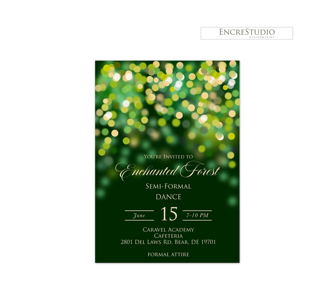 Editable Enchanted Forest Prom Invitation, Christmas New Year School ...