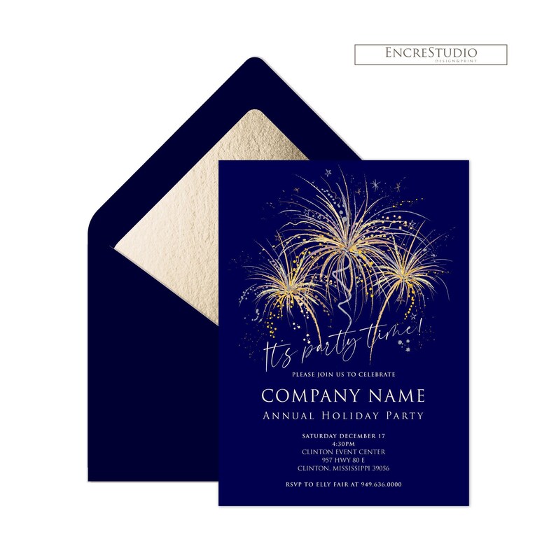 Editable Annual Company Party Invitation With Fireworks, Year End ...