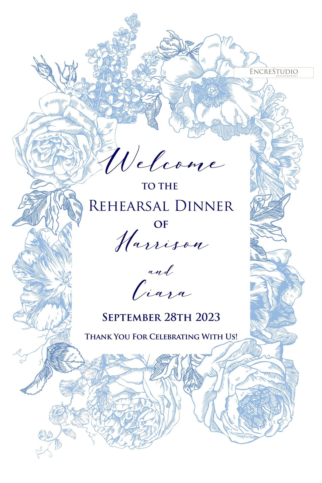 Editable Welcome Sign, Menu and Place Cards Templates - Light Blue ...