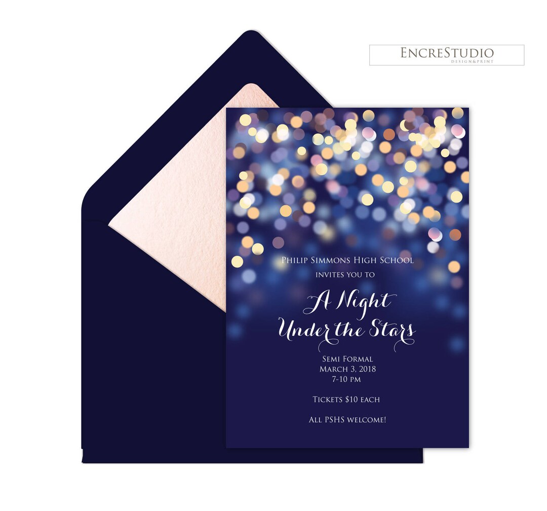 A Night Under the Stars Prom Invitation, Night Sky High School Formal ...